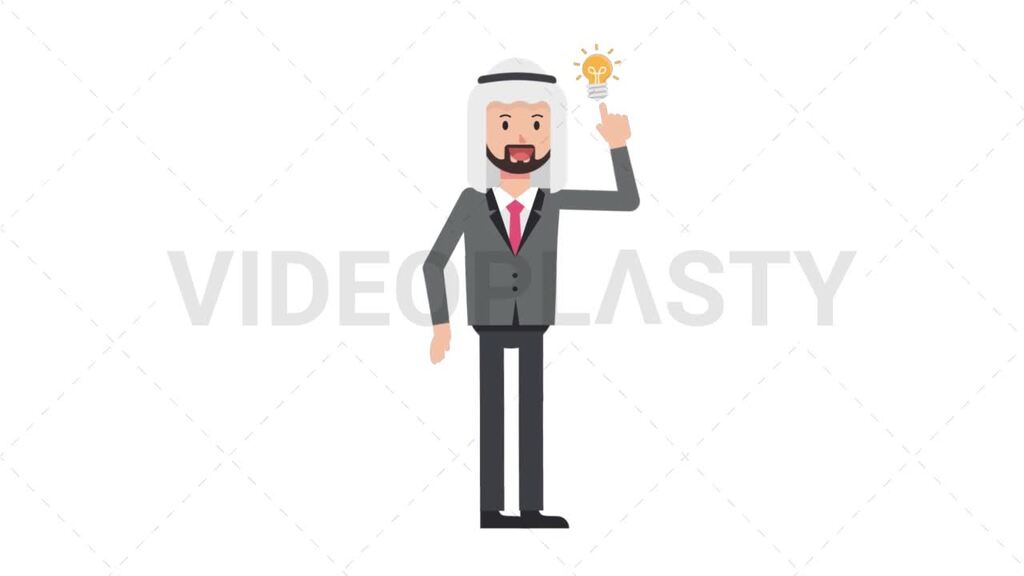 Arab Corporate Man Idea [Royalty-Free Stock Animation] | VideoPlasty