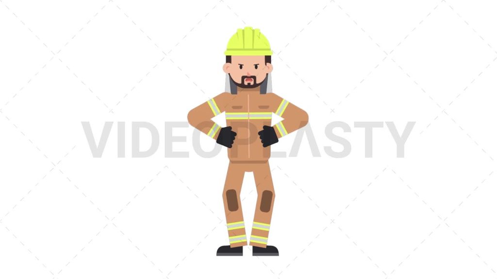 Arab Firefighter Angry [Royalty-Free Stock Animation] | VideoPlasty