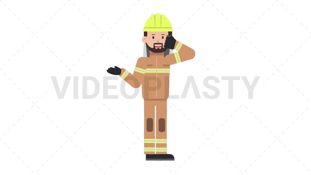Arab Firefighter Talking on the Phone Happy [Royalty-Free Stock ...