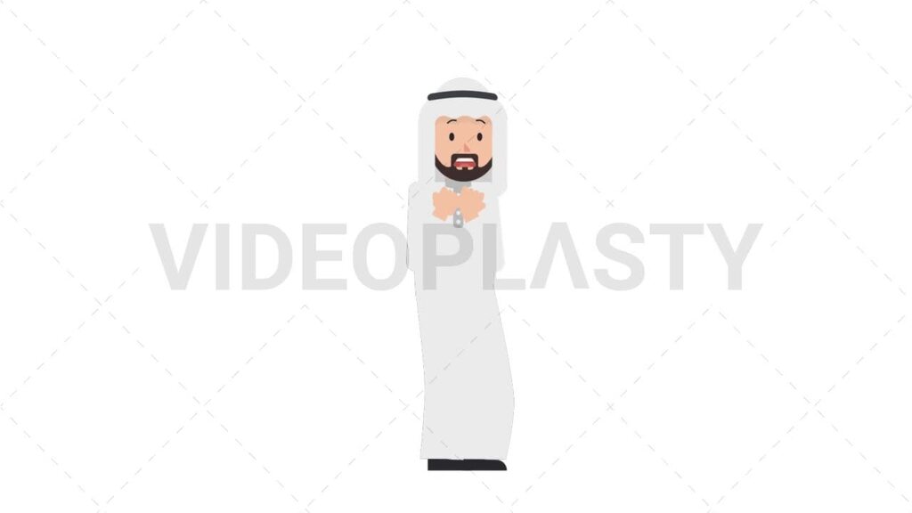 Arab Traditional Man Scared [Royalty-Free Stock Animation] | VideoPlasty