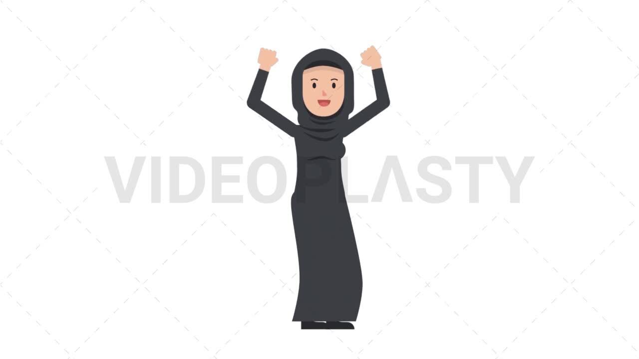 Arab Traditional Woman Cheer [Royalty-Free Stock Animation] | VideoPlasty