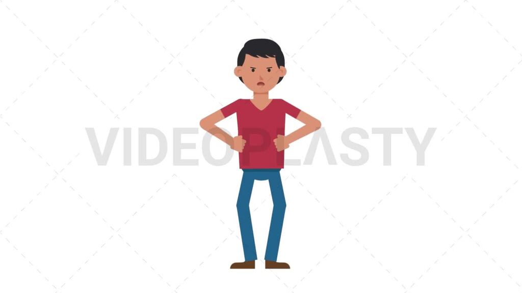 Asian Casual Man Angry [Royalty-Free Stock Animation] | VideoPlasty