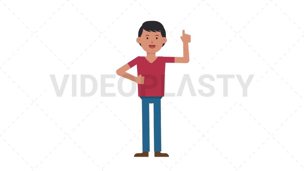 Asian Casual Man Pointing Above [Royalty-Free Stock Animation ...