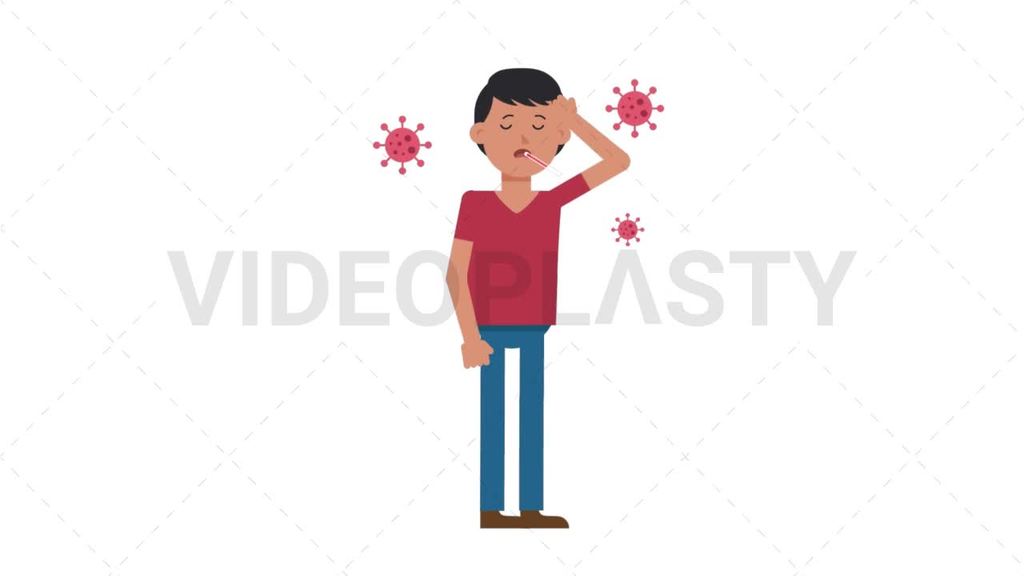 Asian Casual Man Sick with Covid [Royalty-Free Stock Animation ...
