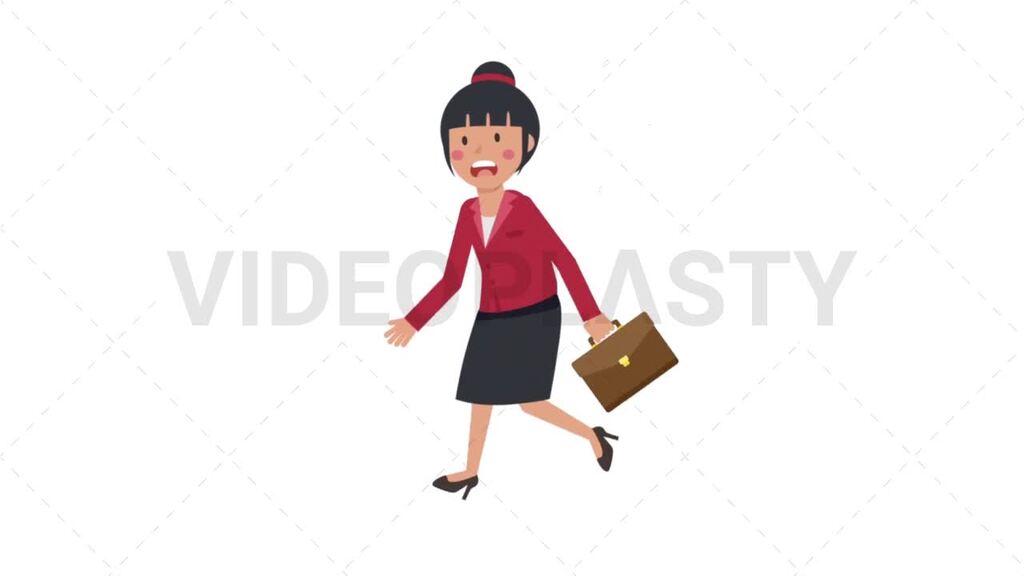 Asian Corporate Woman Running Late [Royalty-Free Stock Animation ...