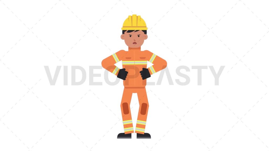Asian Male Firefighter Angry [Royalty-Free Stock Animation] | VideoPlasty