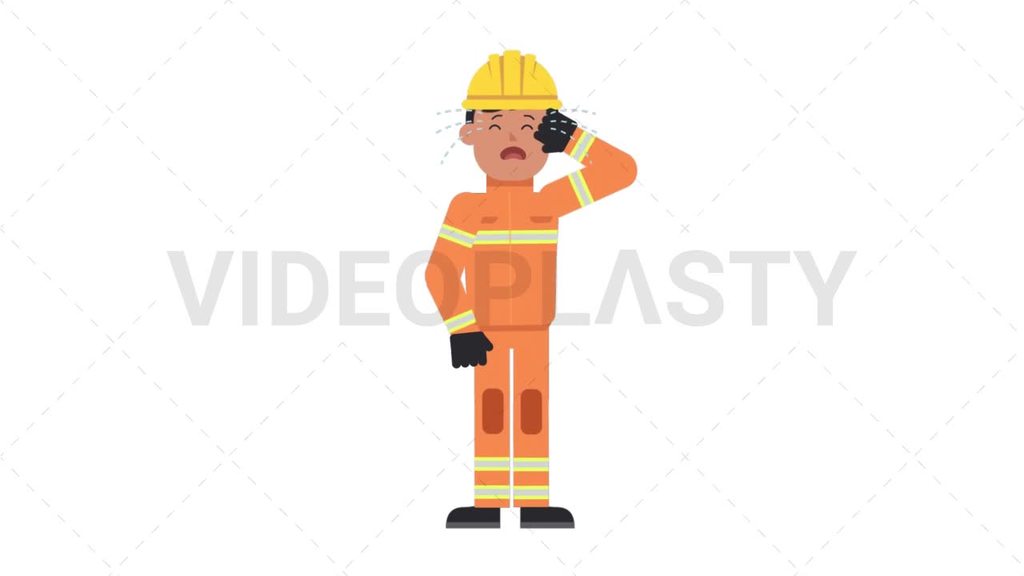 Asian Male Firefighter Crying [Royalty-Free Stock Animation] | VideoPlasty