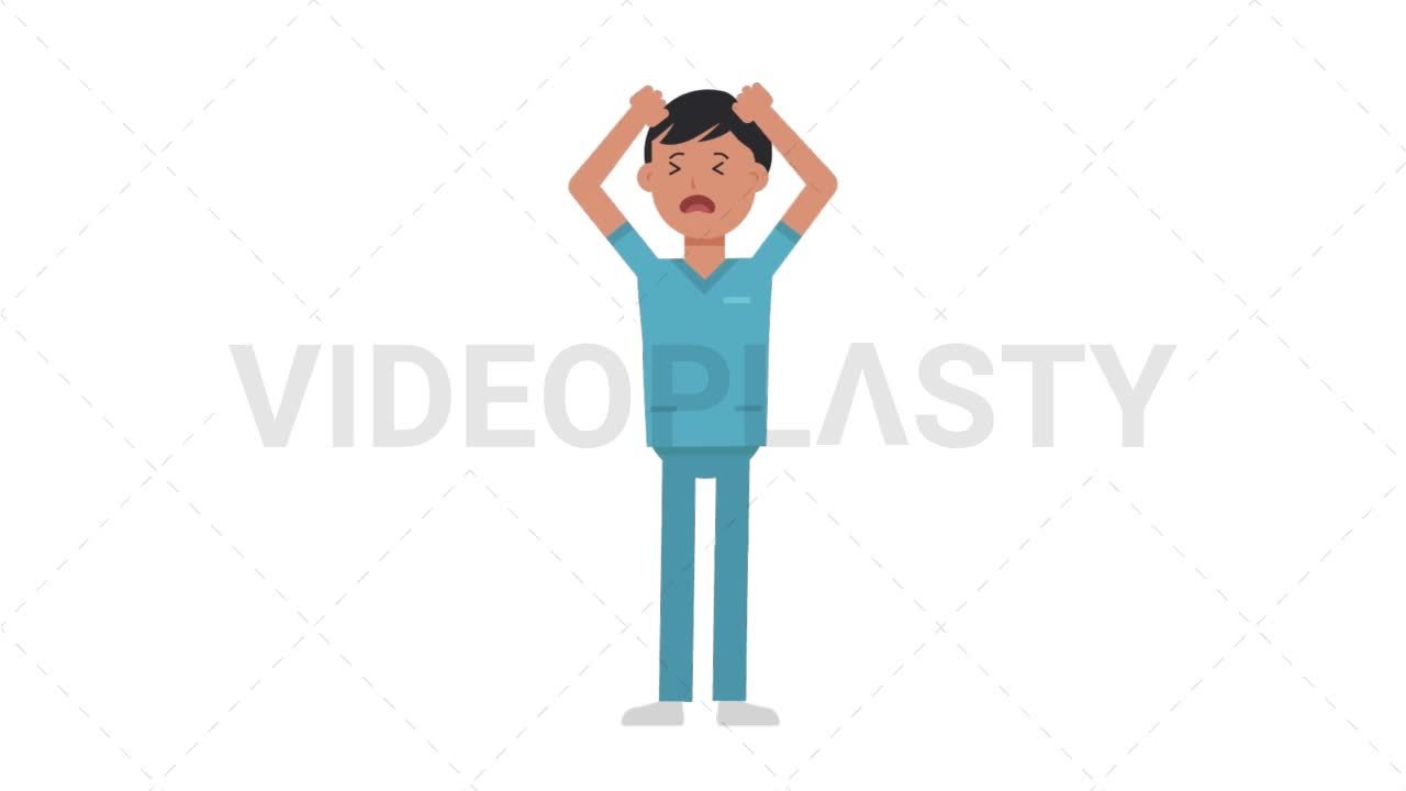 Asian Male Nurse Stressed [Royalty-Free Stock Animation] | VideoPlasty