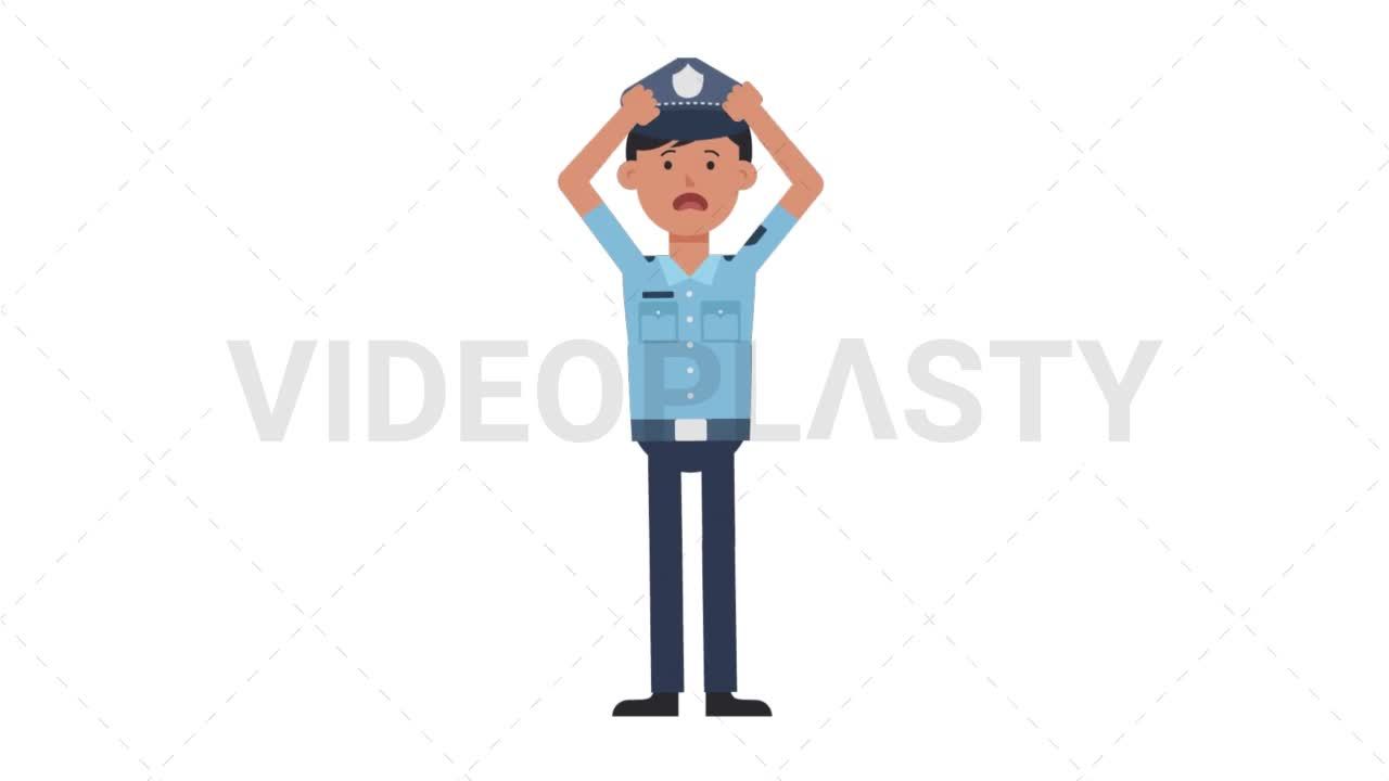 Asian Policeman Stressed | Stock Animation - VideoPlasty