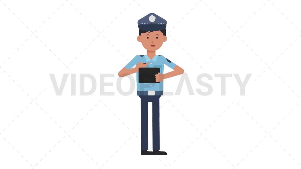 Asian Policeman Using Tablet Happy [Royalty-Free Stock Animation ...