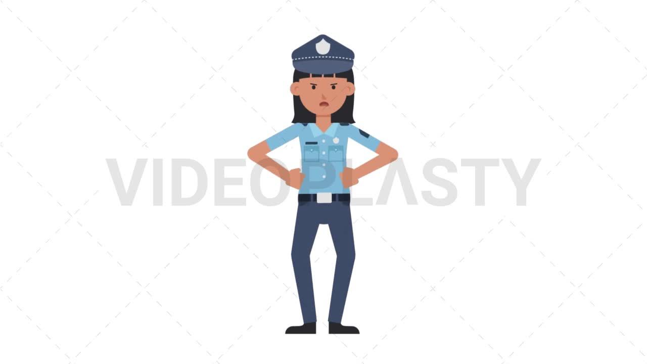 Asian Policewoman Angry [Royalty-Free Stock Animation] | VideoPlasty