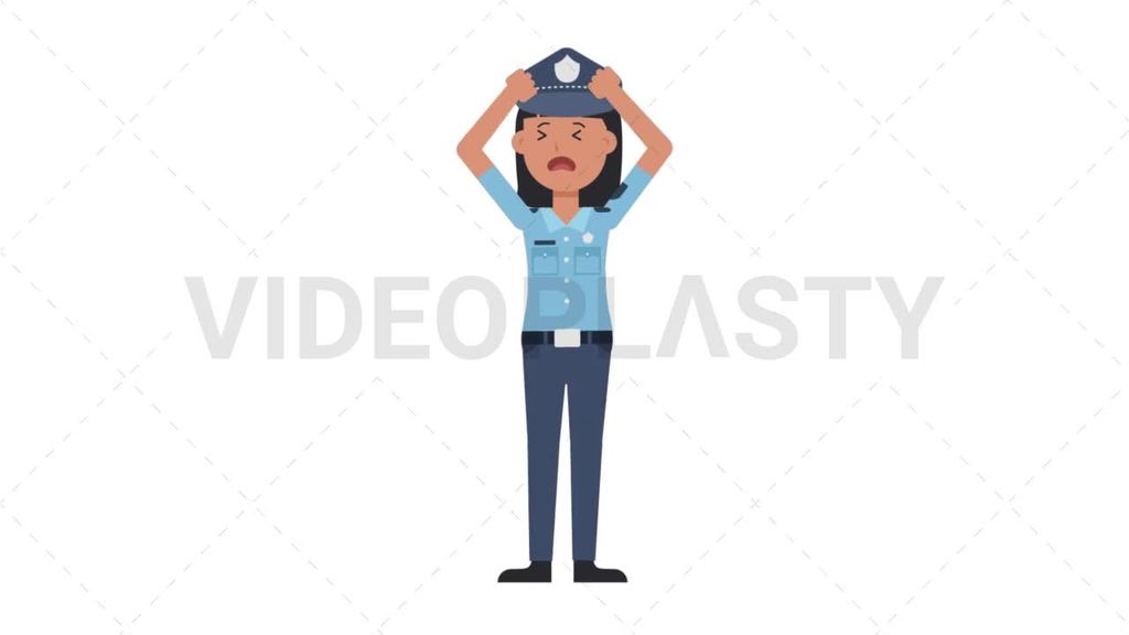 Asian Policewoman Stressed [Royalty-Free Stock Animation] | VideoPlasty