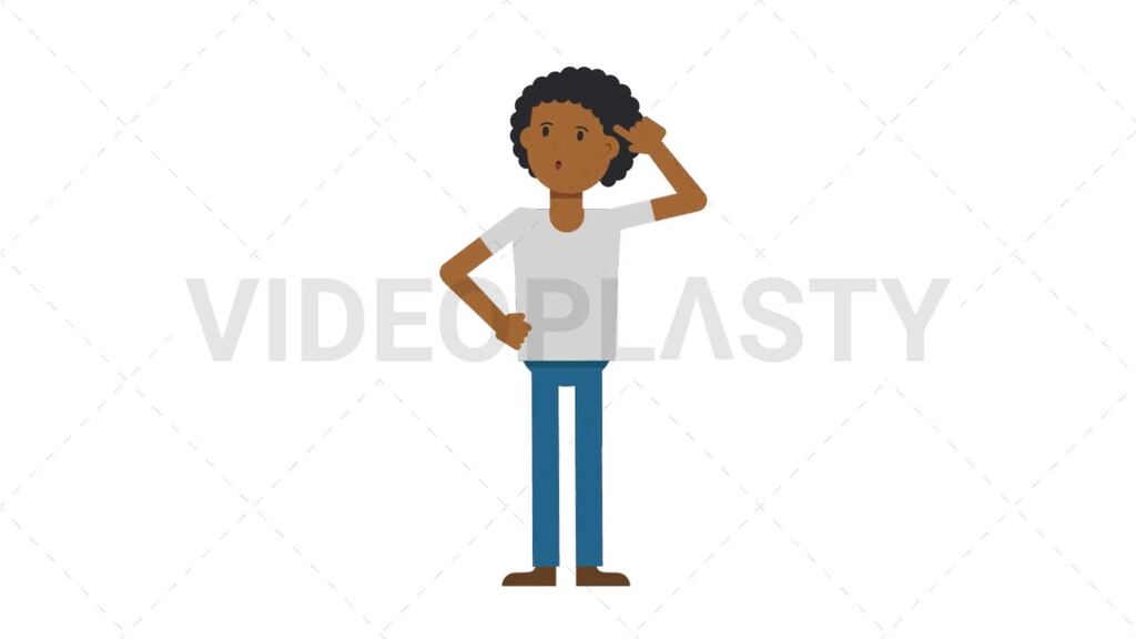 Black Casual Man Thinking [Royalty-Free Stock Animation] | VideoPlasty
