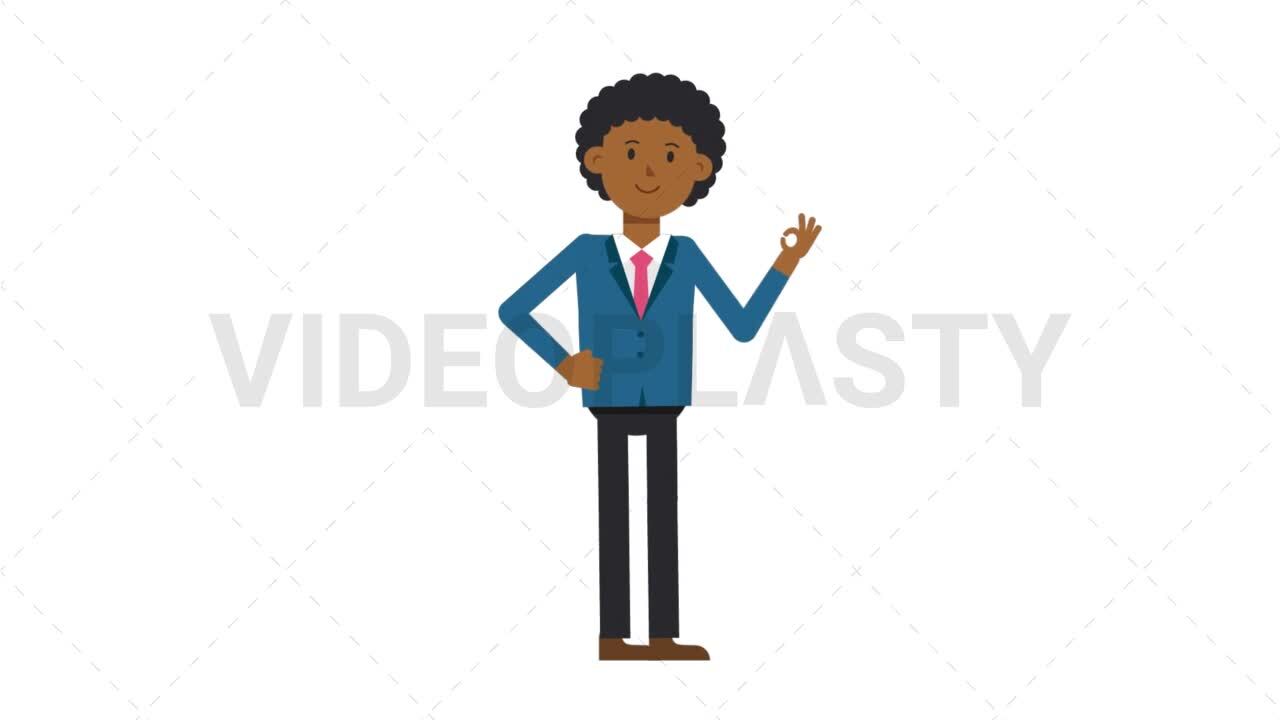 Black Corporate Man OK [Royalty-Free Stock Animation] | VideoPlasty