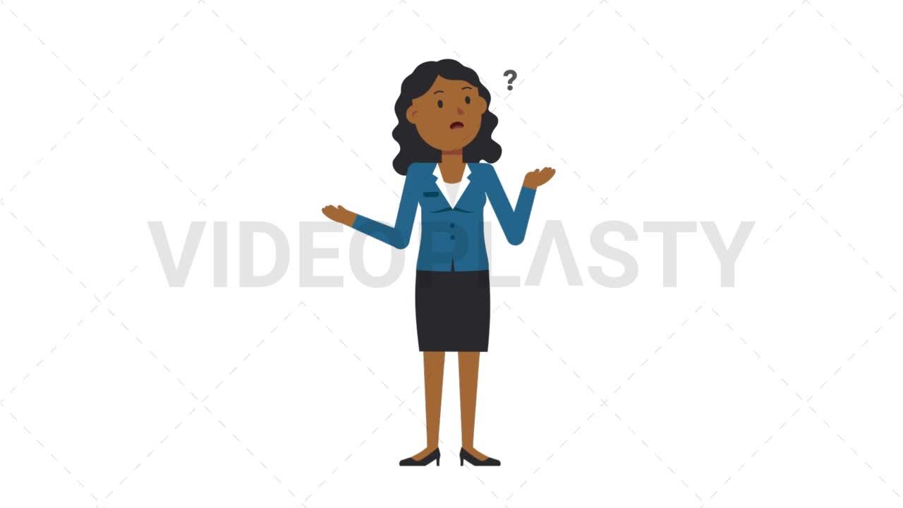 Black Corporate Woman Confused [Royalty-Free Stock Animation] | VideoPlasty