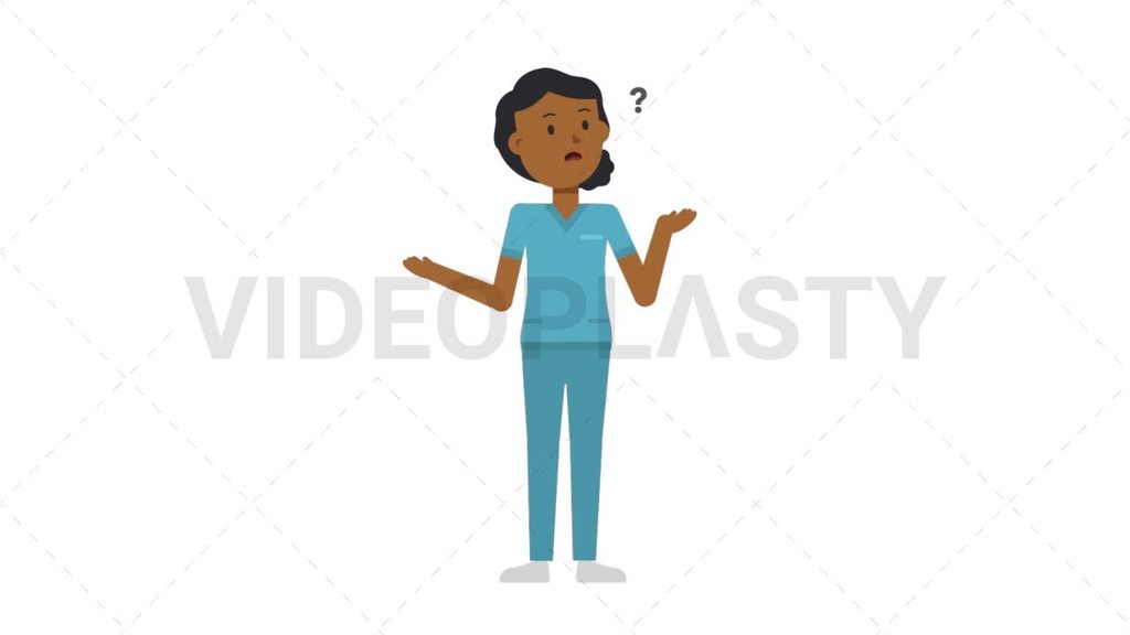 Black Female Nurse Confused [Royalty-Free Stock Animation] | VideoPlasty