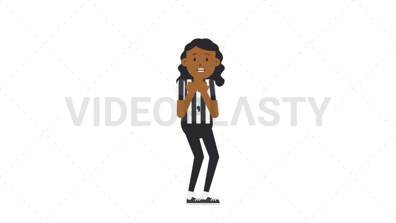 Black Female US Referee Scared [Royalty-Free Stock Animation] | VideoPlasty