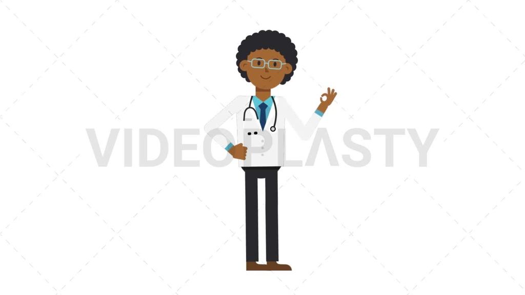 Black Male Doctor Ok [Royalty-Free Stock Animation] | VideoPlasty