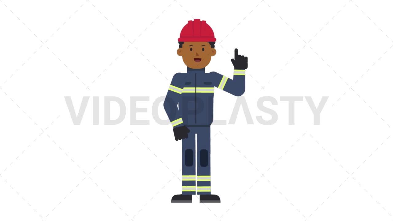 Black Male Firefighter Pointing Above [Royalty-Free Stock Animation ...