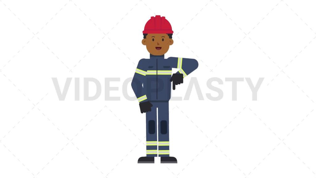Black Male Firefighter Pointing Below [Royalty-Free Stock Animation ...