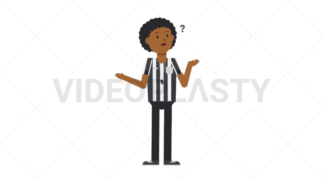Black Male US Referee Confused [Royalty-Free Stock Animation] | VideoPlasty