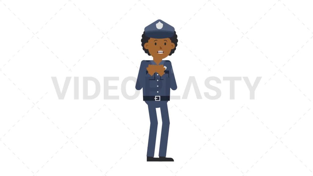Black Policeman Scared [Royalty-Free Stock Animation] | VideoPlasty