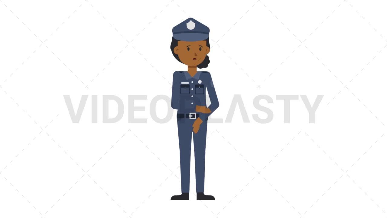 Black Policewoman Sad [Royalty-Free Stock Animation] | VideoPlasty
