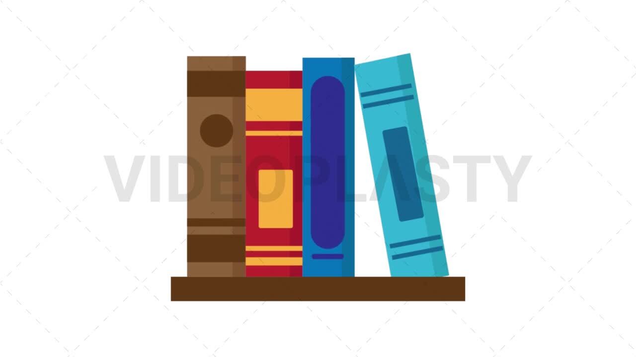 Books Flat Icon [Royalty-Free Stock Animation] | VideoPlasty