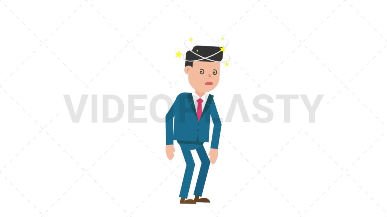 Corporate Man Being Dizzy [Royalty-Free Stock Animation] | VideoPlasty