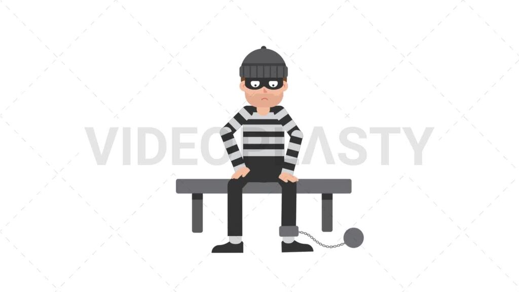 Criminal Sitting in Prison [Royalty-Free Stock Animation] | VideoPlasty