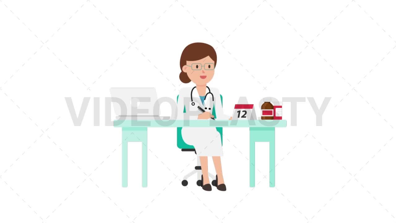 Doctor Working at Desk [Royalty-Free Stock Animation] | VideoPlasty