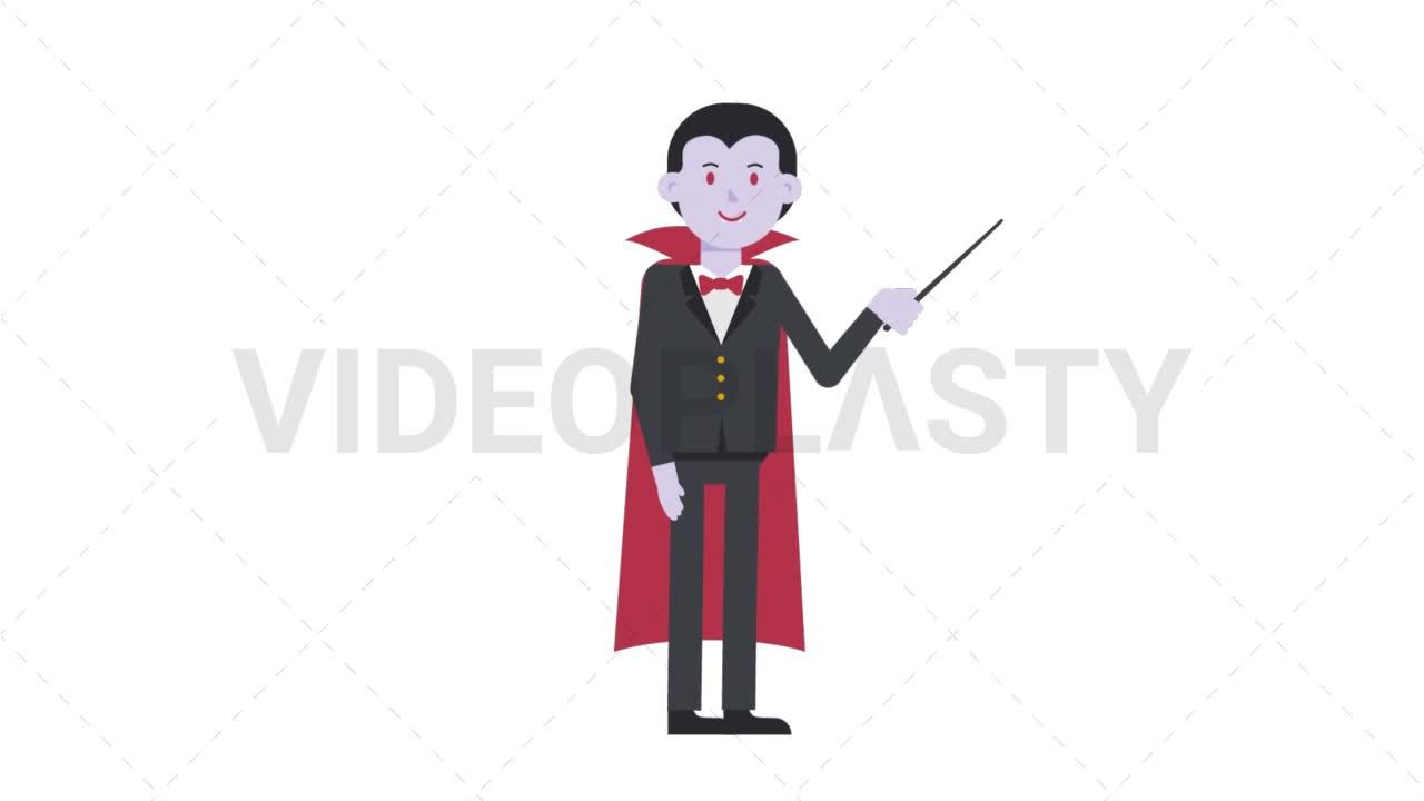 Dracula Holding Pointer Stick [Royalty-Free Stock Animation] | VideoPlasty