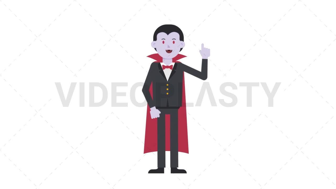 Dracula Pointing Above [Royalty-Free Stock Animation] | VideoPlasty