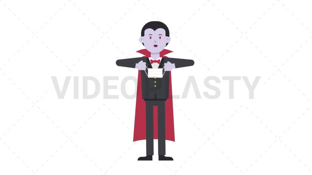 Dracula Putting on Face Mask [Royalty-Free Stock Animation] | VideoPlasty