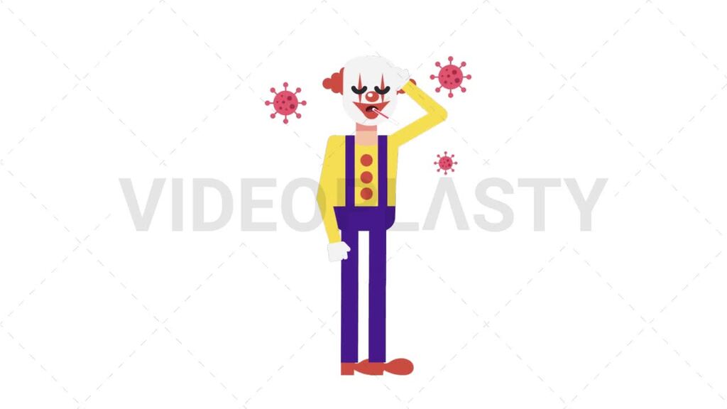 Evil Clown Sick with Covid [Royalty-Free Stock Animation] | VideoPlasty