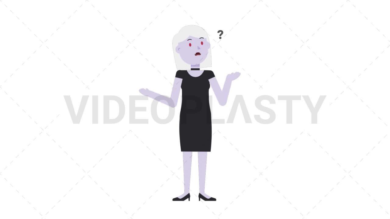 Female Vampire Confused [Royalty-Free Stock Animation] | VideoPlasty
