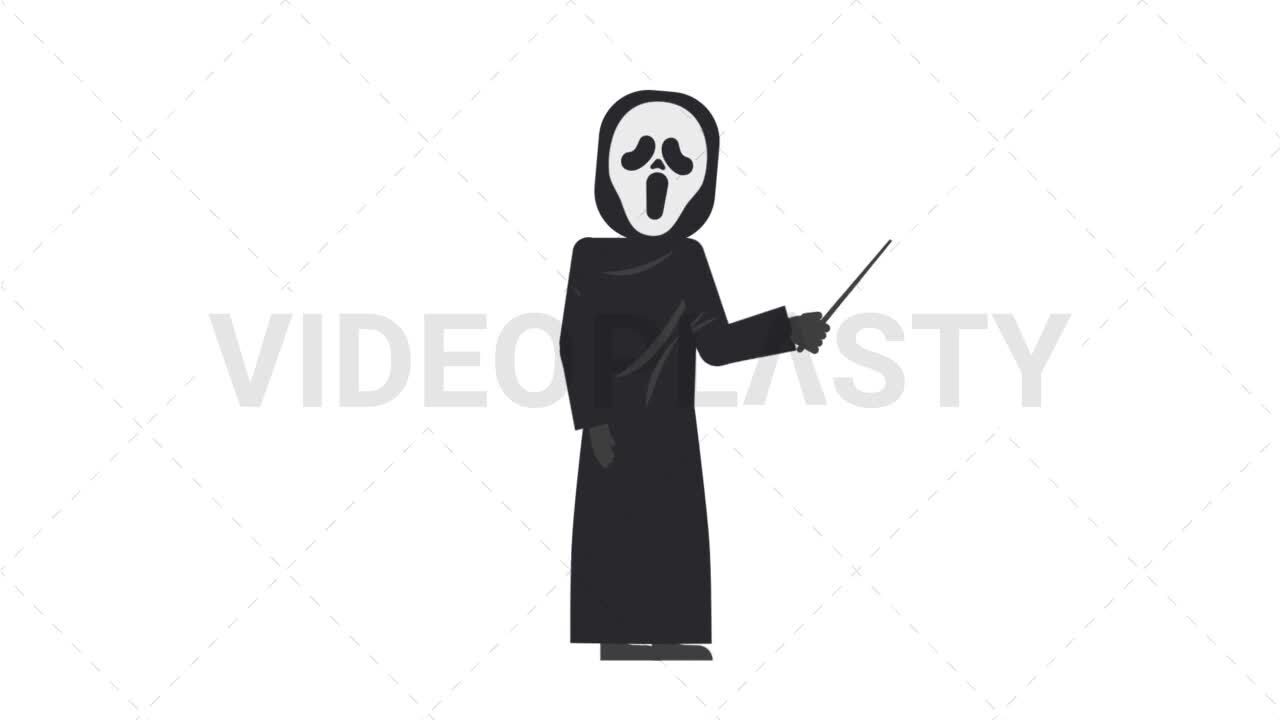 Ghostface Holding Pointer Stick [Royalty-Free Stock Animation ...