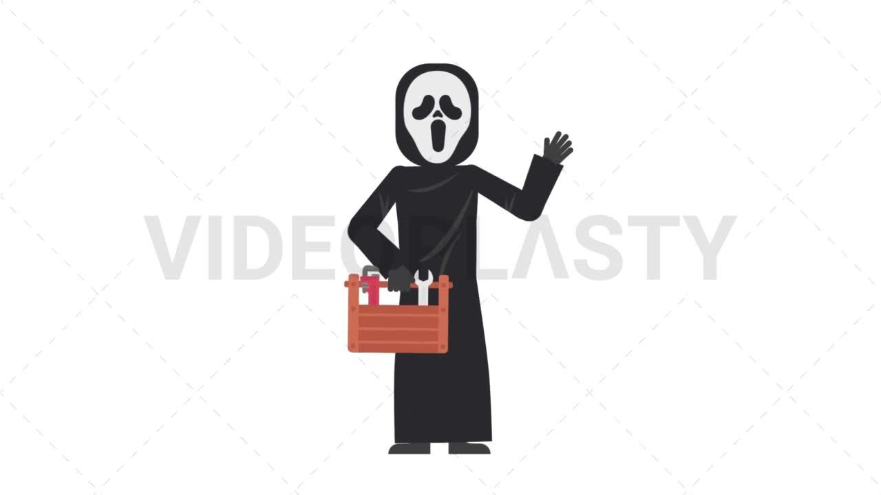Ghostface Holding Toolbox [Royalty-Free Stock Animation] | VideoPlasty