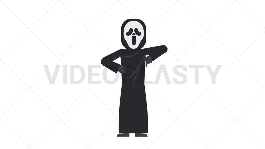 Ghostface Pointing Below [Royalty-Free Stock Animation] | VideoPlasty