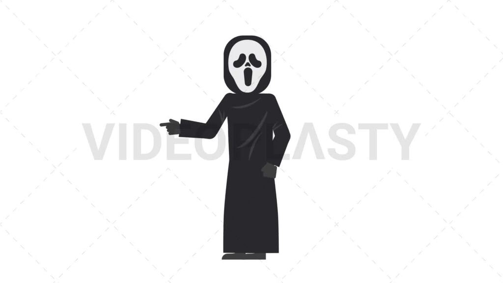 Ghostface Pointing Left [Royalty-Free Stock Animation] | VideoPlasty