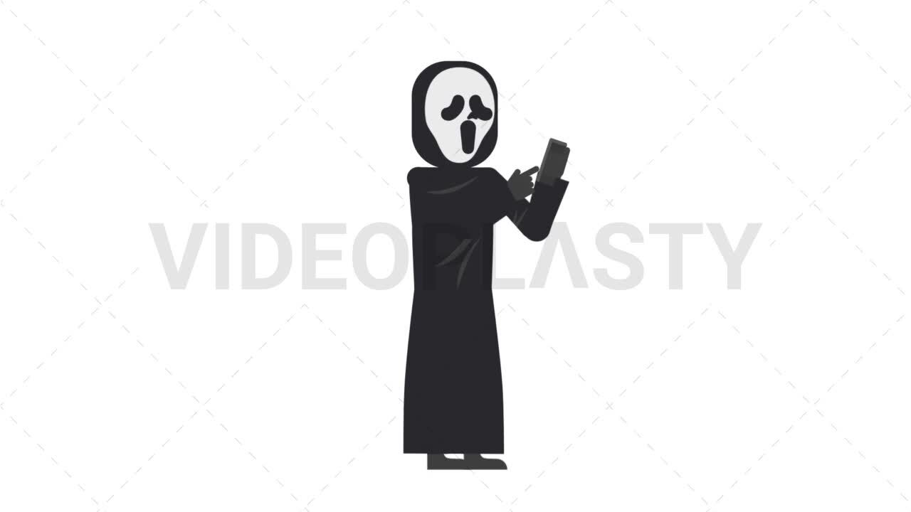 Ghostface Using Phone [Royalty-Free Stock Animation] | VideoPlasty