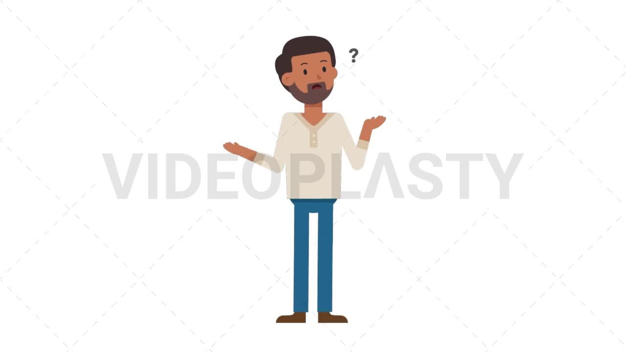 Indian Casual Man Confused [Royalty-Free Stock Animation] | VideoPlasty