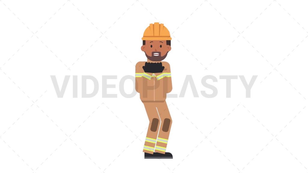 Indian Male Firefighter Scared [Royalty-Free Stock Animation] | VideoPlasty