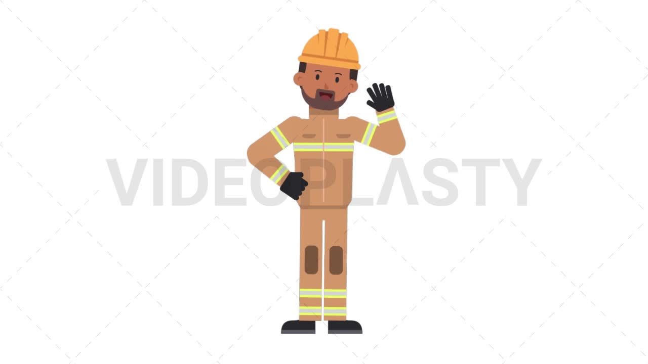 Indian Male Firefighter Waving [Royalty-Free Stock Animation] | VideoPlasty