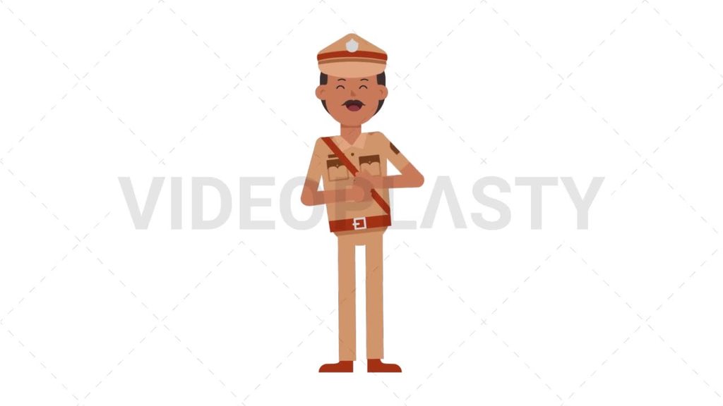 Indian Policeman Laughing [Royalty-Free Stock Animation] | VideoPlasty