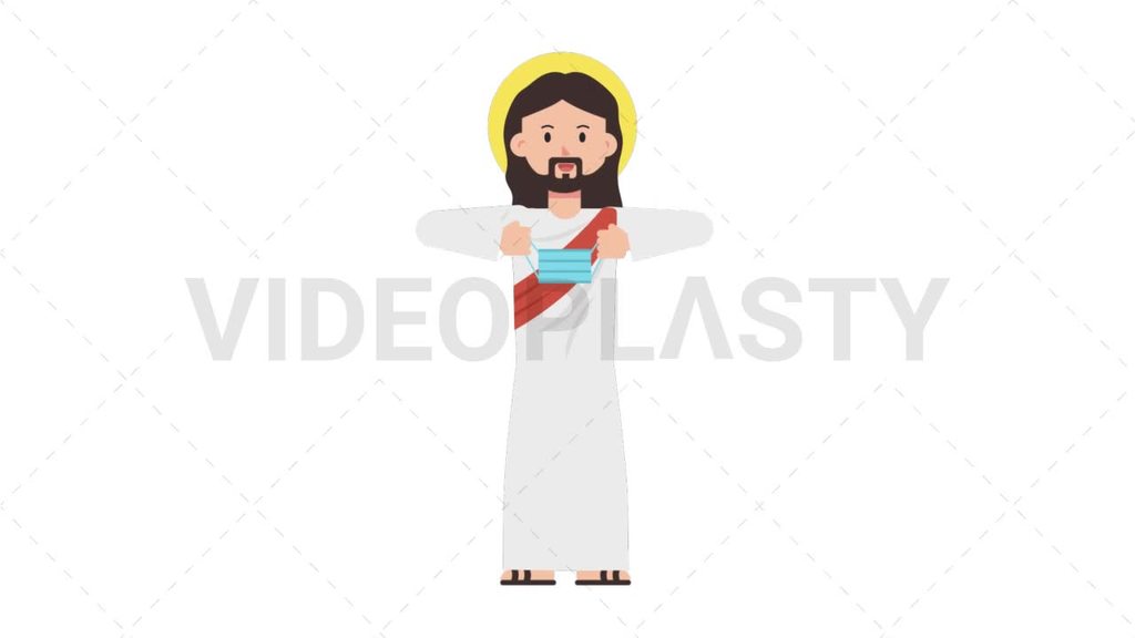 Jesus Putting on Face Mask [Royalty-Free Stock Animation] | VideoPlasty