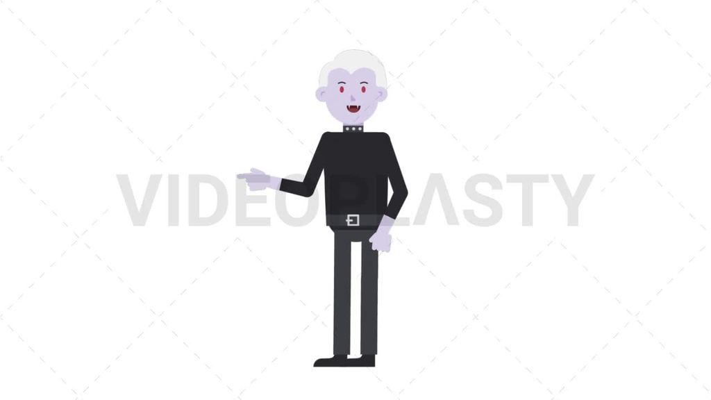 Male Vampire Pointing Left [Royalty-Free Stock Animation] | VideoPlasty