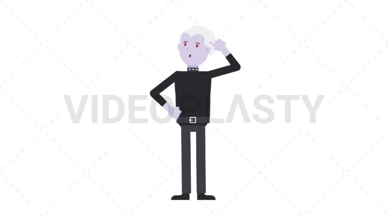 Male Vampire Thinking [Royalty-Free Stock Animation] | VideoPlasty