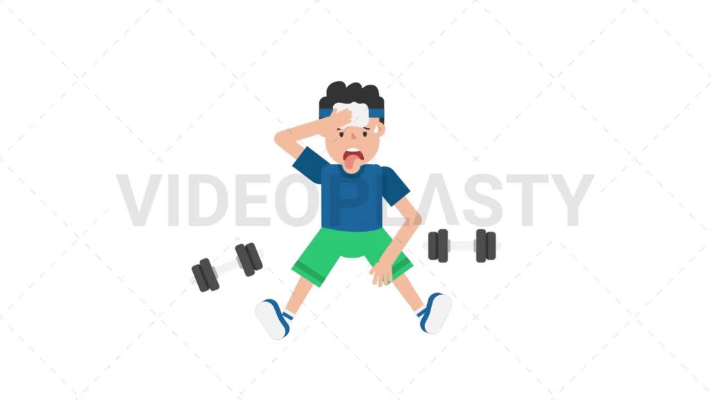 Man Tired After Workout [Royalty-Free Stock Animation] | VideoPlasty