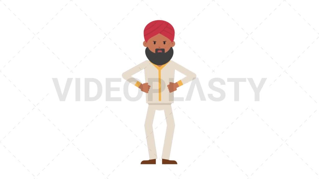 Sikh Man Angry [Royalty-Free Stock Animation] | VideoPlasty
